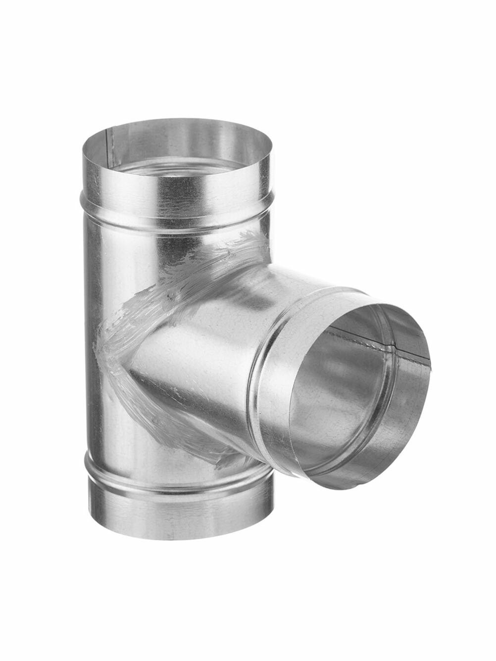 Тройник для круглых воздуховодов d100 мм 90 град оцинкованный