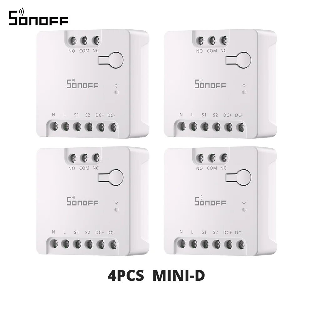 SONOFF MINI-D умная Wi-Fi реле, 4шт, цвет: 4PCS MINI-D