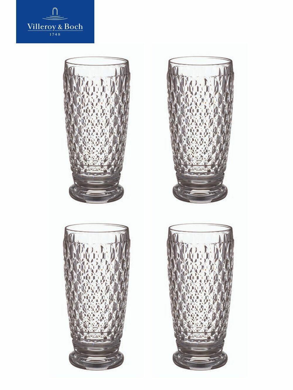 Набор высоких стаканов для воды или сока 400 мл, 4 шт, Boston, Villeroy & Boch, Хрустальное стекло