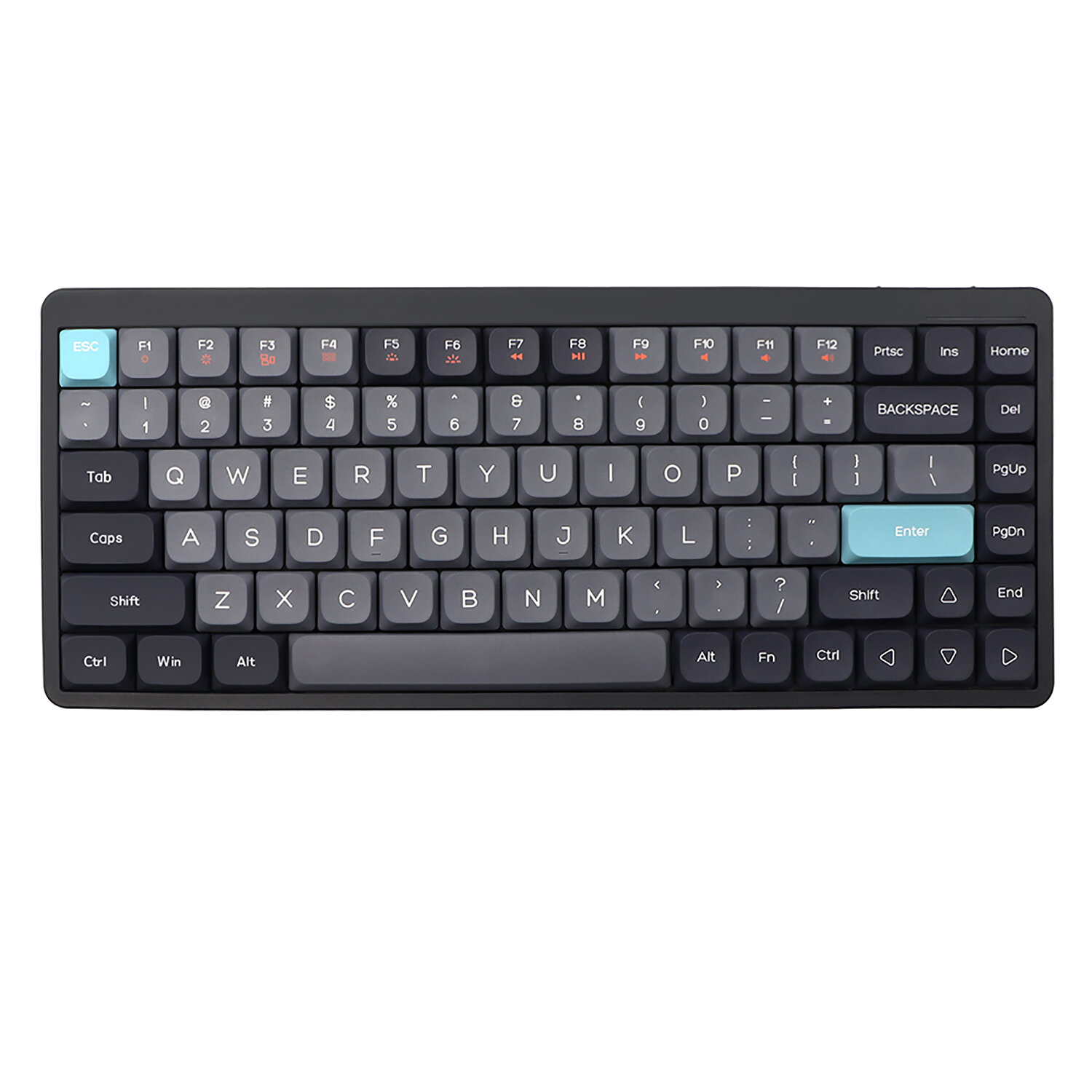 YK75 84 клавиши Три режима (2.4G+BT5.0+Type-C) 5 уровней яркости 17 световых эффектов Переключение системы Win/Mac за секунды Полная клавиша без перфорации Встроенный литий-ionный аккумулятор Совместим с MacBook, iMac, iPhone и iPad Windows Серый