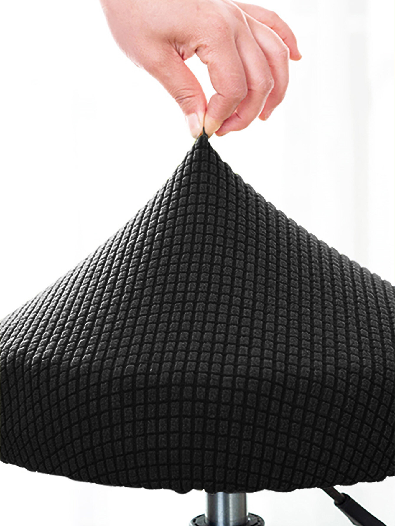 Чехол для круглого стула парикмахерской из кросс-бордерного ткани эластичный универсальный увеличенный чехол для барного стула не поскользящийся стираемый чехол для поднимающегося круглого стула (Флис-Черный, Набор круглых стульев)