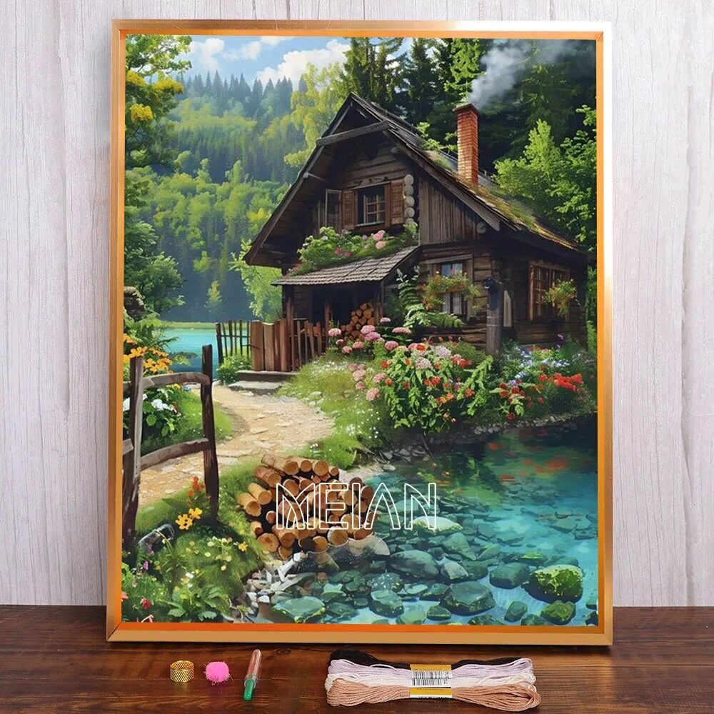 MEIAN Набор для вышивания,30x40CM,14CT, Лесная Ложа