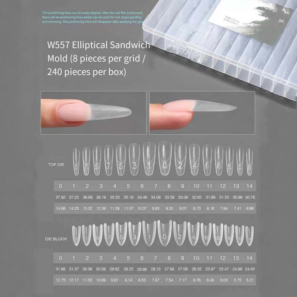 Типсы гелевые для наращивания ногтей / стилет / длинные