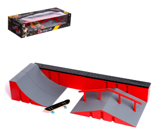 Скейт-парк "Рампа с перилами", с скейтом