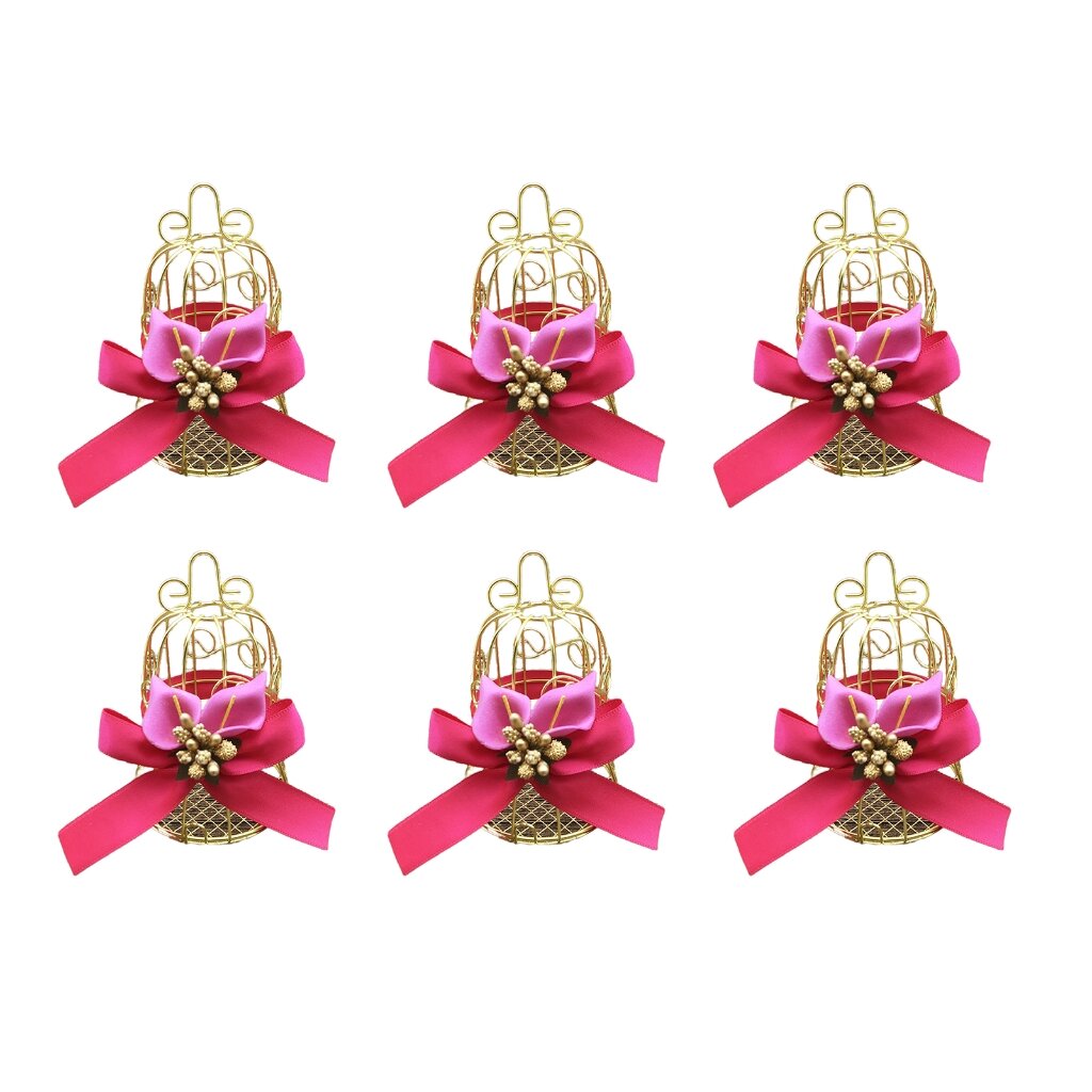 Набор Железных Конфетных Коробок в виде Полой Птичьей Клетки (Упаковка из 6 штук) Универсальное решение Для Хранения Золотых Подарочных Коробок Для Хранения Элегантное Украшение