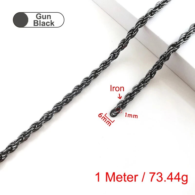 Цепочка из нержавеющей стали 1 м, Gun Black, 6 мм