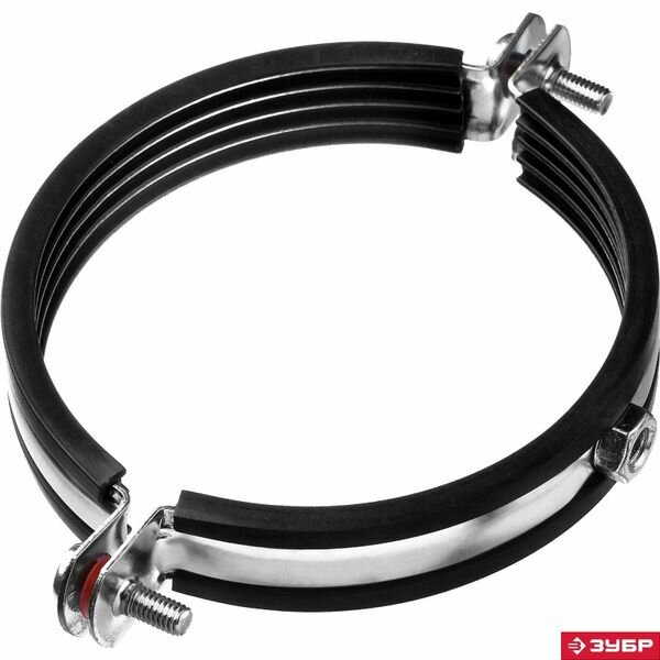 Хомут оцинкованный с резиновым уплотнителем, (8") 200-212 с гайкой М10,