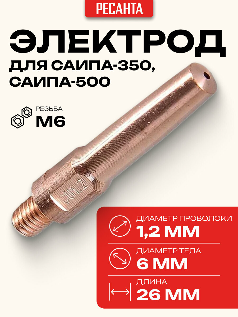 Электрод, для сварочного аппарата, Ресанта САИПА-350, 500, 26 мм