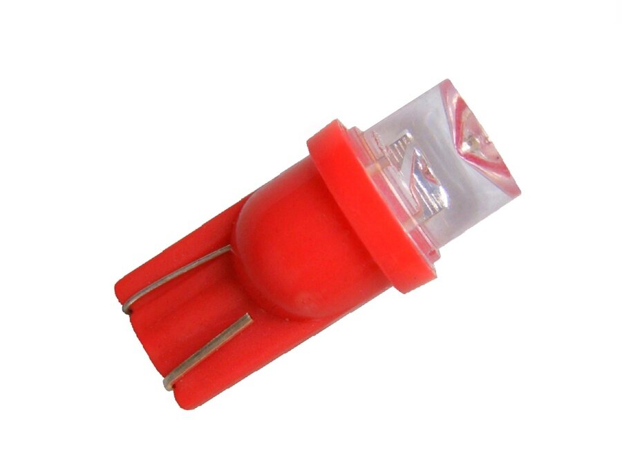 Лампа светодиодная А12-5 (T10-1LED) маяк бесцокольная красная (артикул 12T10-R)