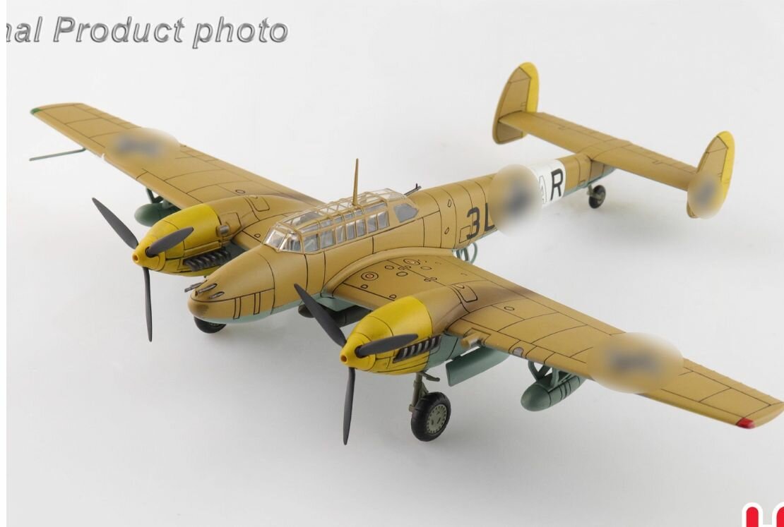 Готовая модель 1:72 Messerschmitt Bf 110E-2, 3U+AR, 7./ZG 26, Италия 1941, специальная состаренная версия, литьевой металл, HA1817