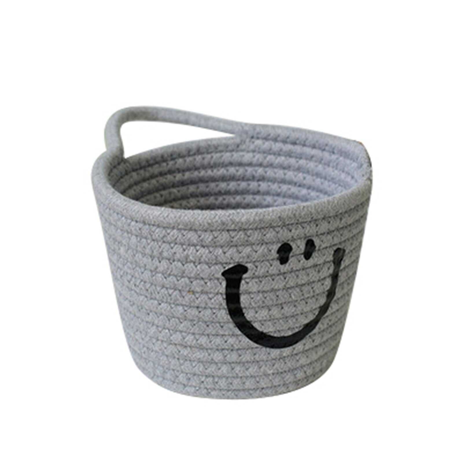 Симпатичная хлопчатобумажная корзина настенная настенная настенная мягкая складная рука сплетенная маленькая корзина для хранения для домашнего использования серым