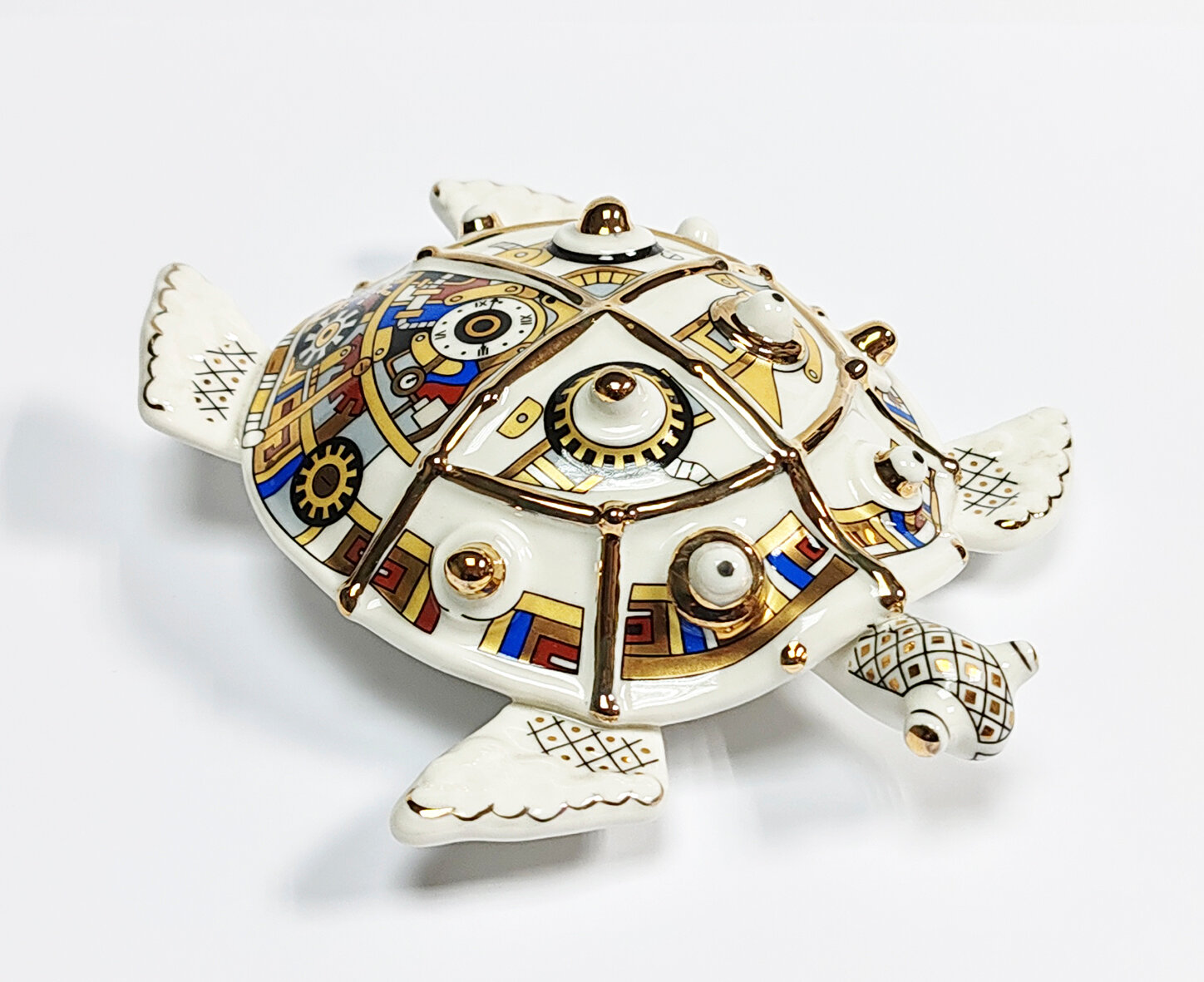 Статуэтка фарфоровая черепаха коллекция Стимпанк. Размер: 16 х 14 х 5см. Авторская работа. Тип росписи: Надглазурное деколирование с элементами ручной росписи