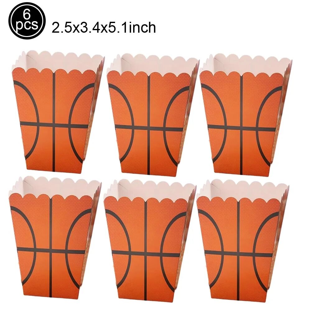 6шт Баскетбольные коробочки для попкорна, 2.5x3.4x5.1 дюйм