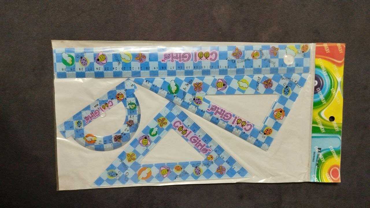 Набор линеек для школы (30см, 90градусов, 45 градусов + транспортир)