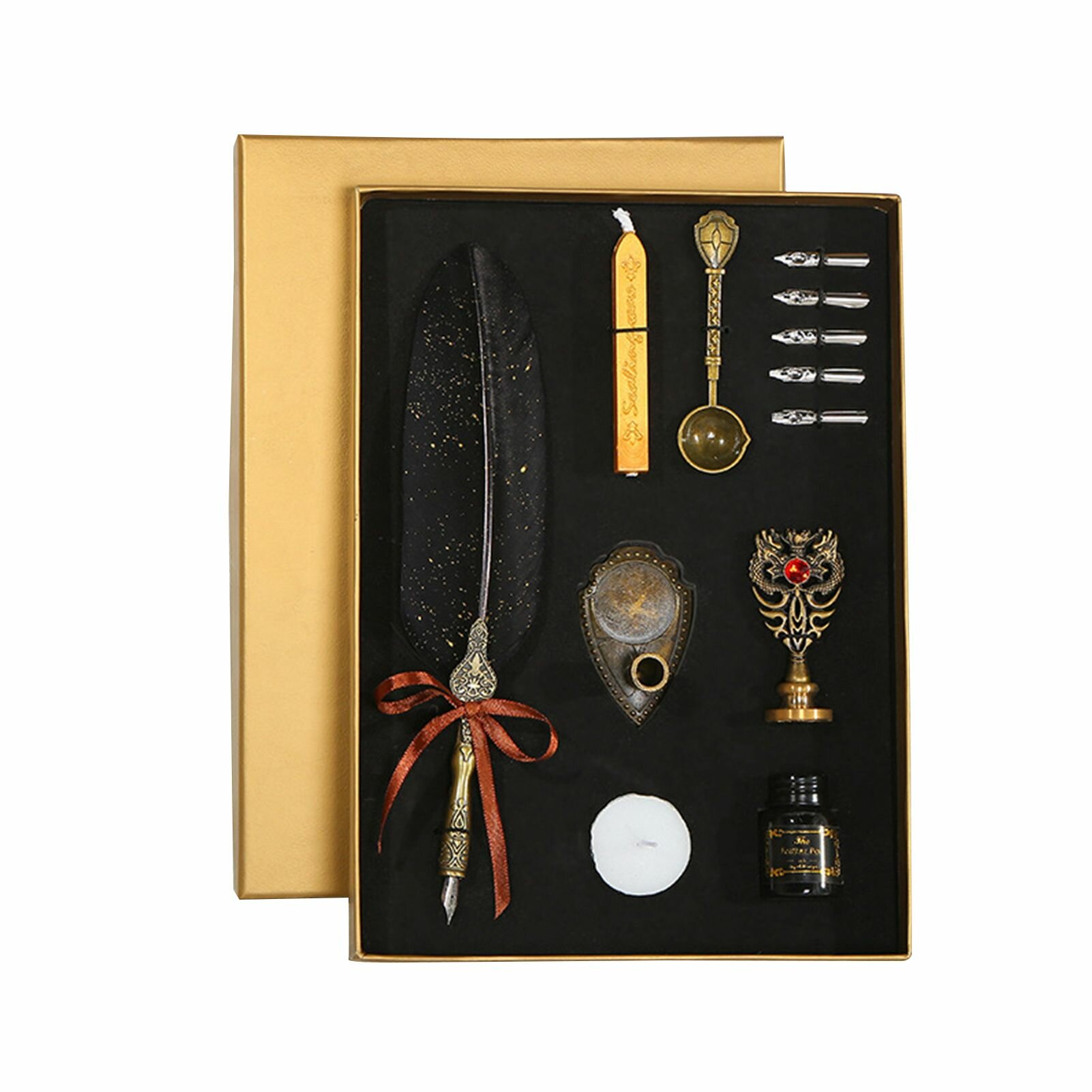 Винтажный набор перьевых ручек для каллиграфии, сверкающее перьевое перо со сменными перьями и держателем для ручки, роскошная ручка для письма и подписи для студентов