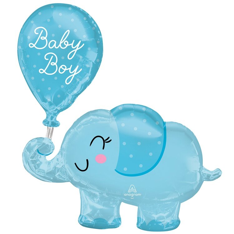 Воздушный шарик Anagram фигура, слоник голубой, BABY BOY