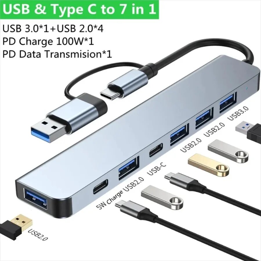 GRWIBEOU USB хаб 8-в-1 USB 3.0 для Macbook Pro 7 in 1