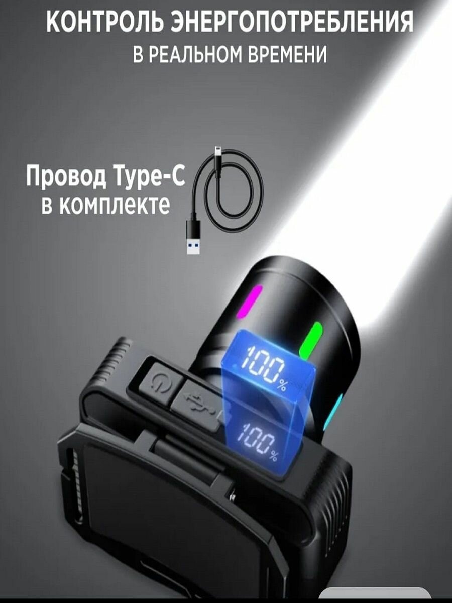 Фонарь налобный яркий " белый лазер" 100 W