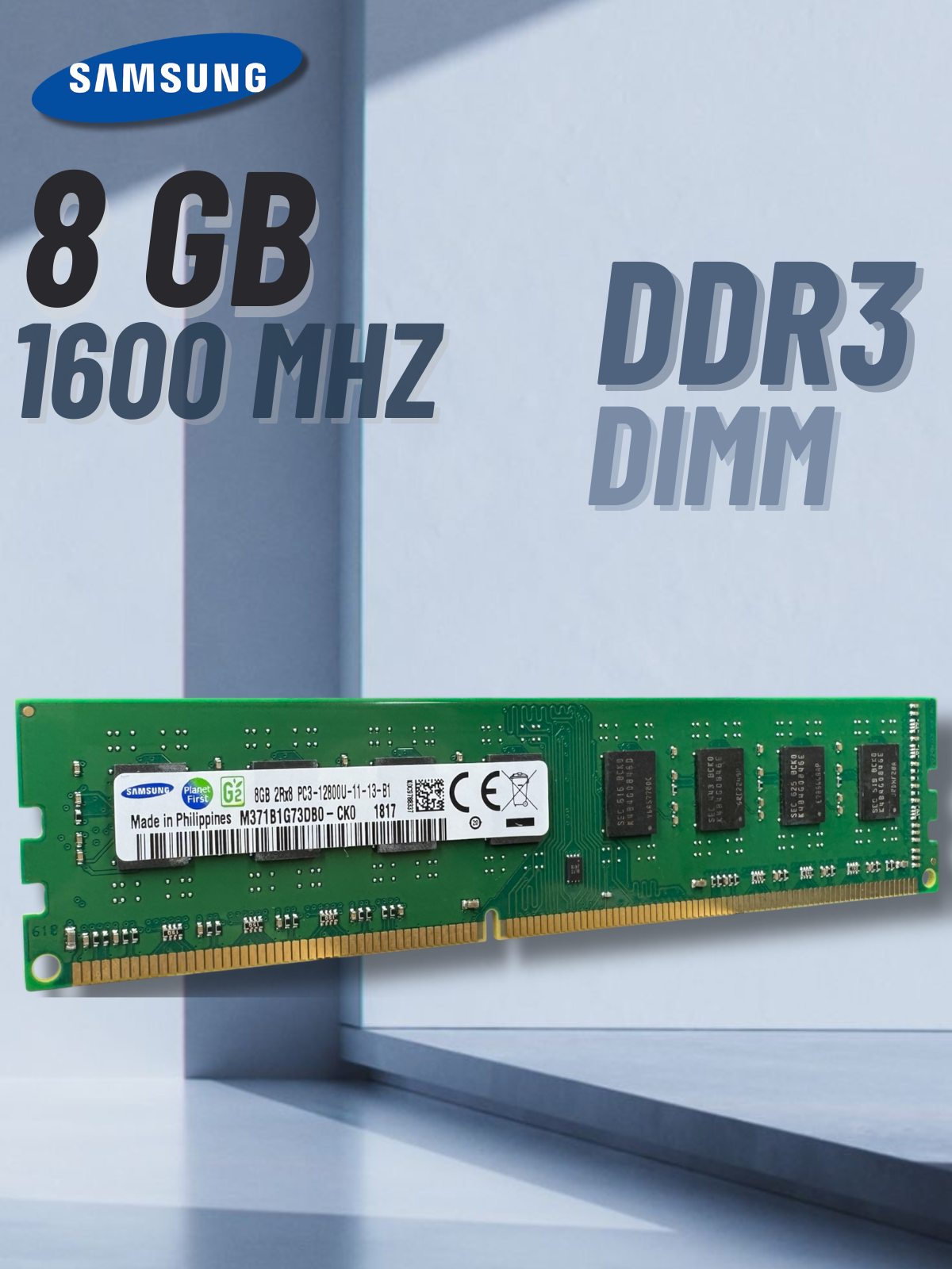 Оперативная память для компьютера Samsung 8 ГБ DDR3 1600 МГц DIMM 2Rx8 M378B1G73BH0-CKO CL11