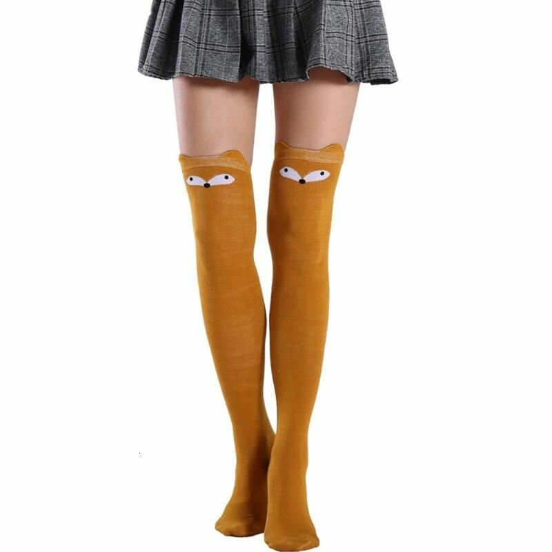 Чулки с кошками и пандами, Желтый