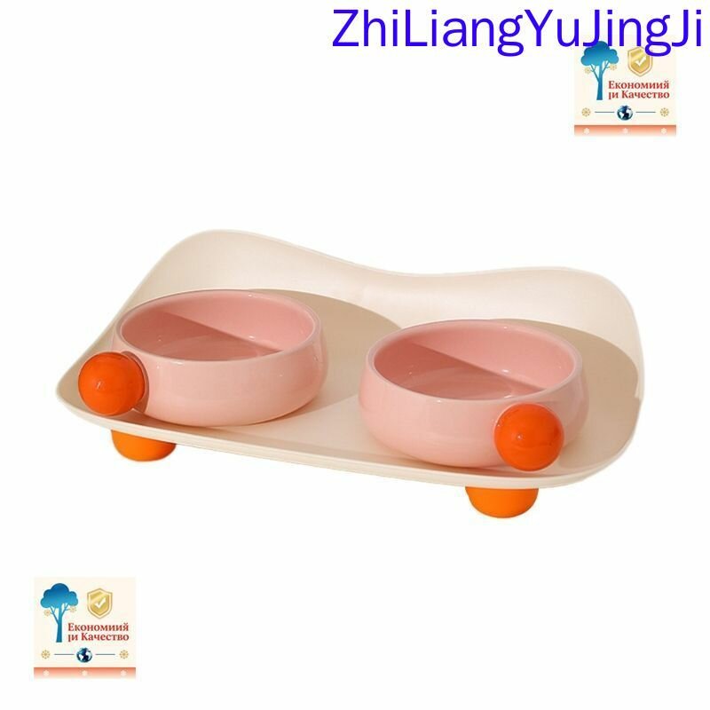 Миска для кошек Jelly Bean Pet Cat Bowl-Оранжевая-Двойная миска-Праздничные подарки
