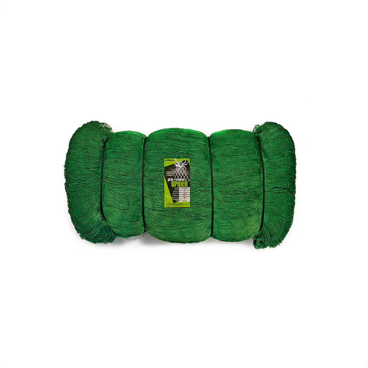 Дель капроновая узловая Нить 0,80 мм, ячея 10 мм, высота - 250 ячей, длина - 1715 ячей, уп. 10 кг, зеленая