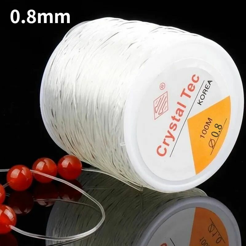 Эластичные шнуры для бисера, нить-струна, Толщина: 0.8мм, 100м/ролл, 1 шт.