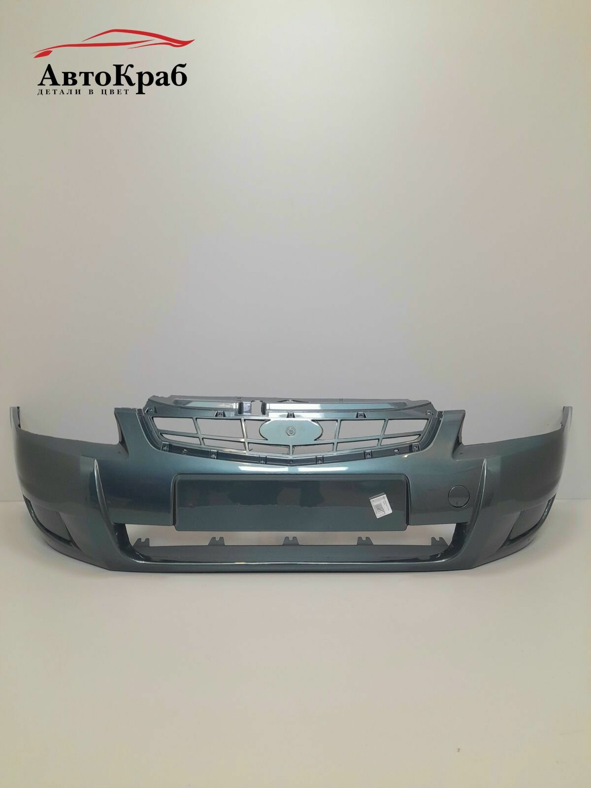 Бампер передний в цвет для Лада Приора 2 рестайлинг 2013 - 2018 г, 360 - сочи, серо зеленый