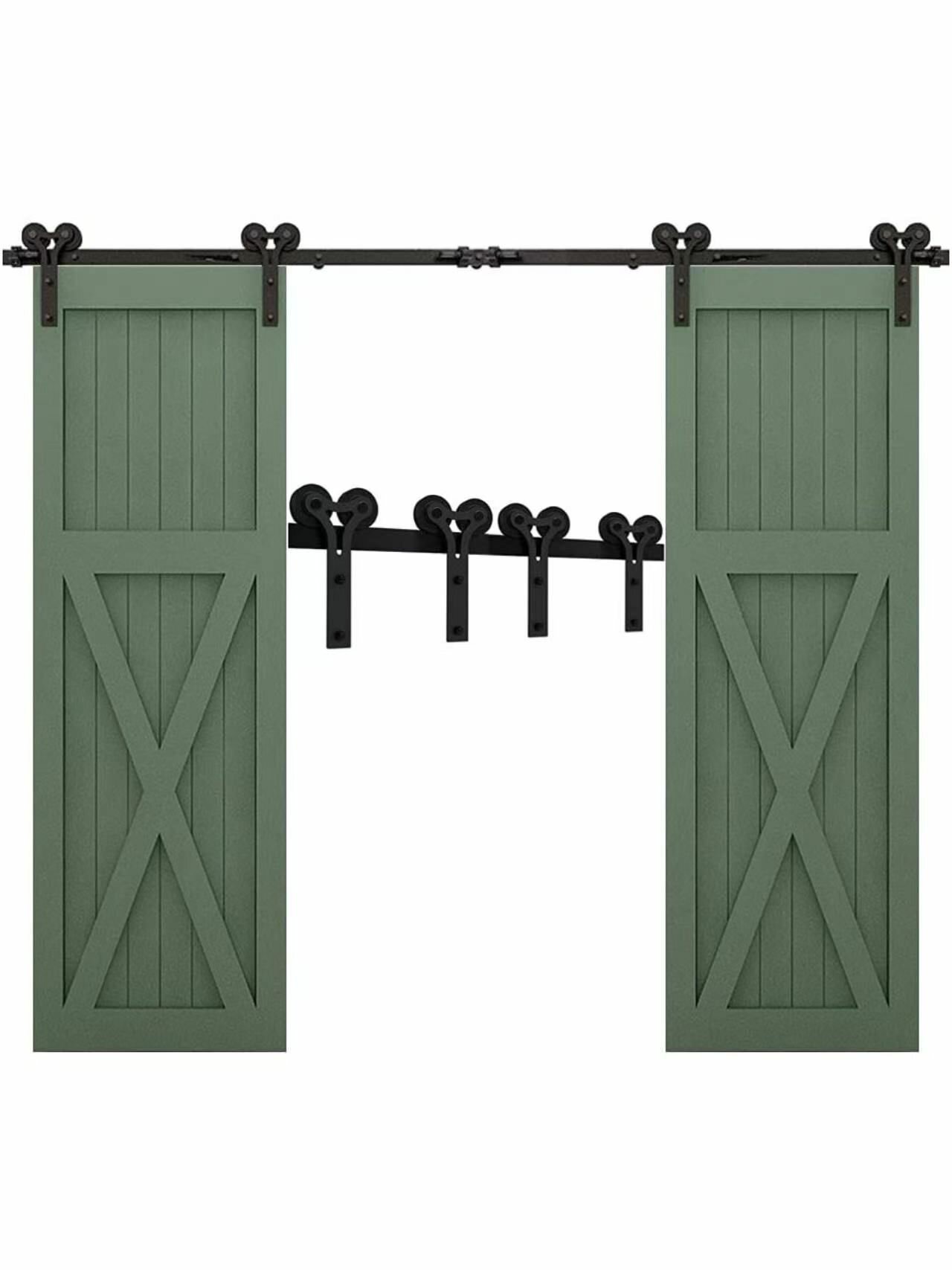 323cm Y-образный роликовый комплект направляющей для раздвижных дверей Двойная дверь