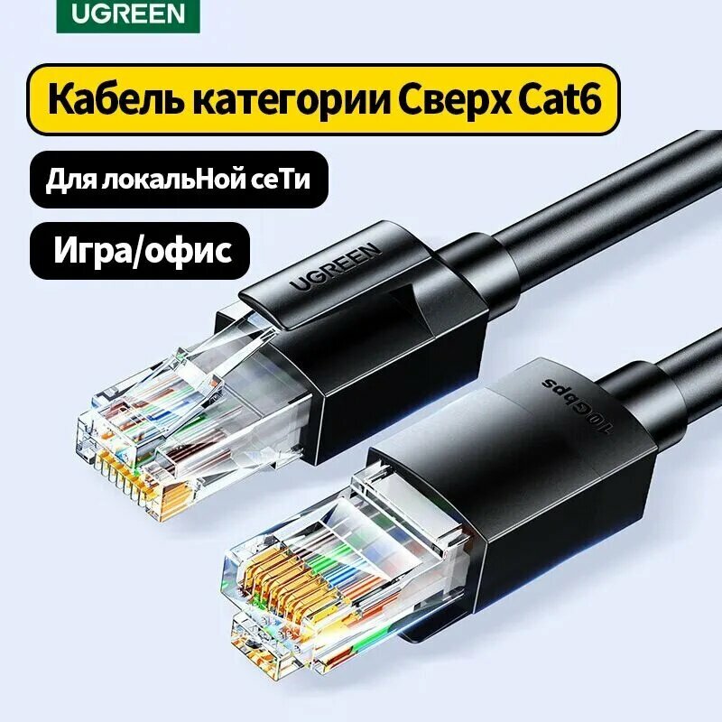 Ugreen Кабель для интернет-соединения RJ-45/RJ-45, 5 м, черный матовый