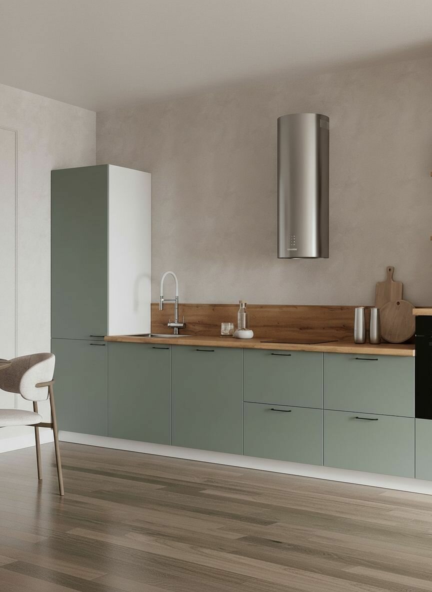 ARNIKA Кухонный гарнитур со столешницей "Дакия" 3,6м х цвет олива (зеленый), фасад Эмаль