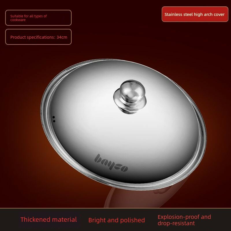 Премиум-качественная нержавеющая стальная крышка для кастрюли с грибовидной ручкой, 34 см, прочная нескользящая посадка