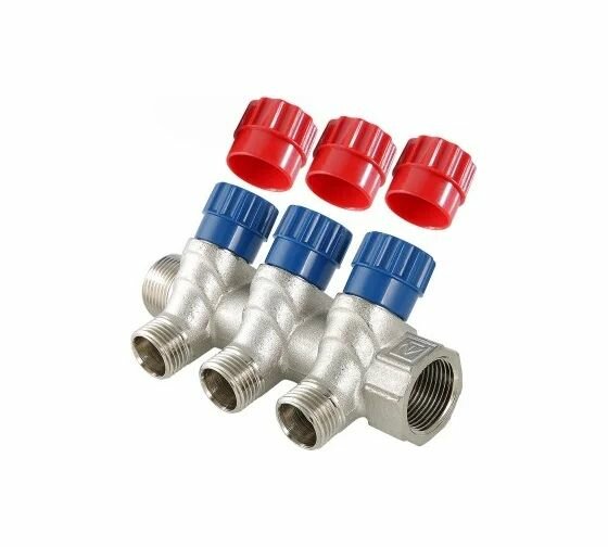 Коллектор с регулировочными ветилями 1" х 3 выхода 1/2" нар. р. VALTEC