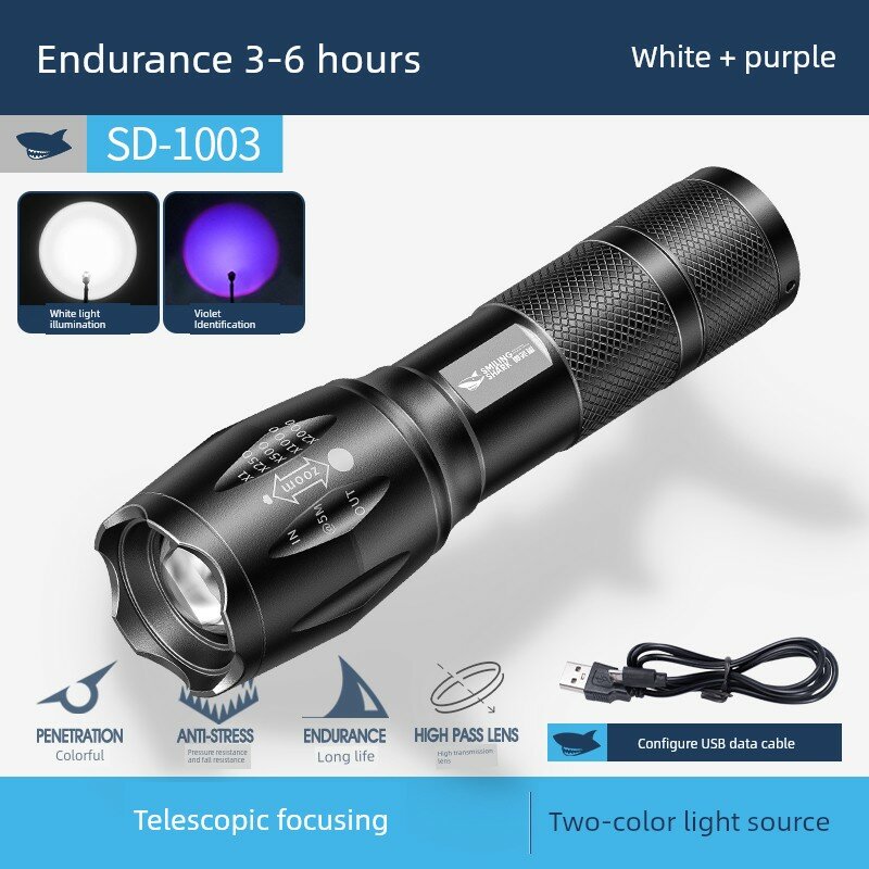 Мощный фонарь Smiling Shark T6 с дальним лучом, уличный, сверхъяркий, для патрулирования, домашний, перезаряжаемый, с