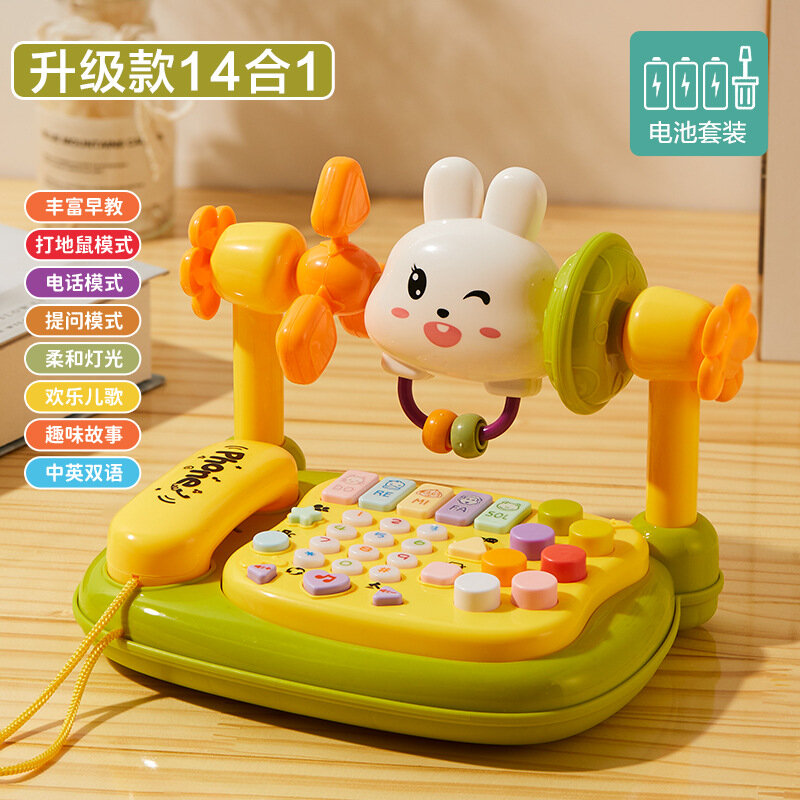 Детская игрушечная телефонная трубка, обучающая, раннее обучение, симуляция, жевательная, для детей от 8 до 12 месяцев, для 1 года, музыкальный стационарный телефон