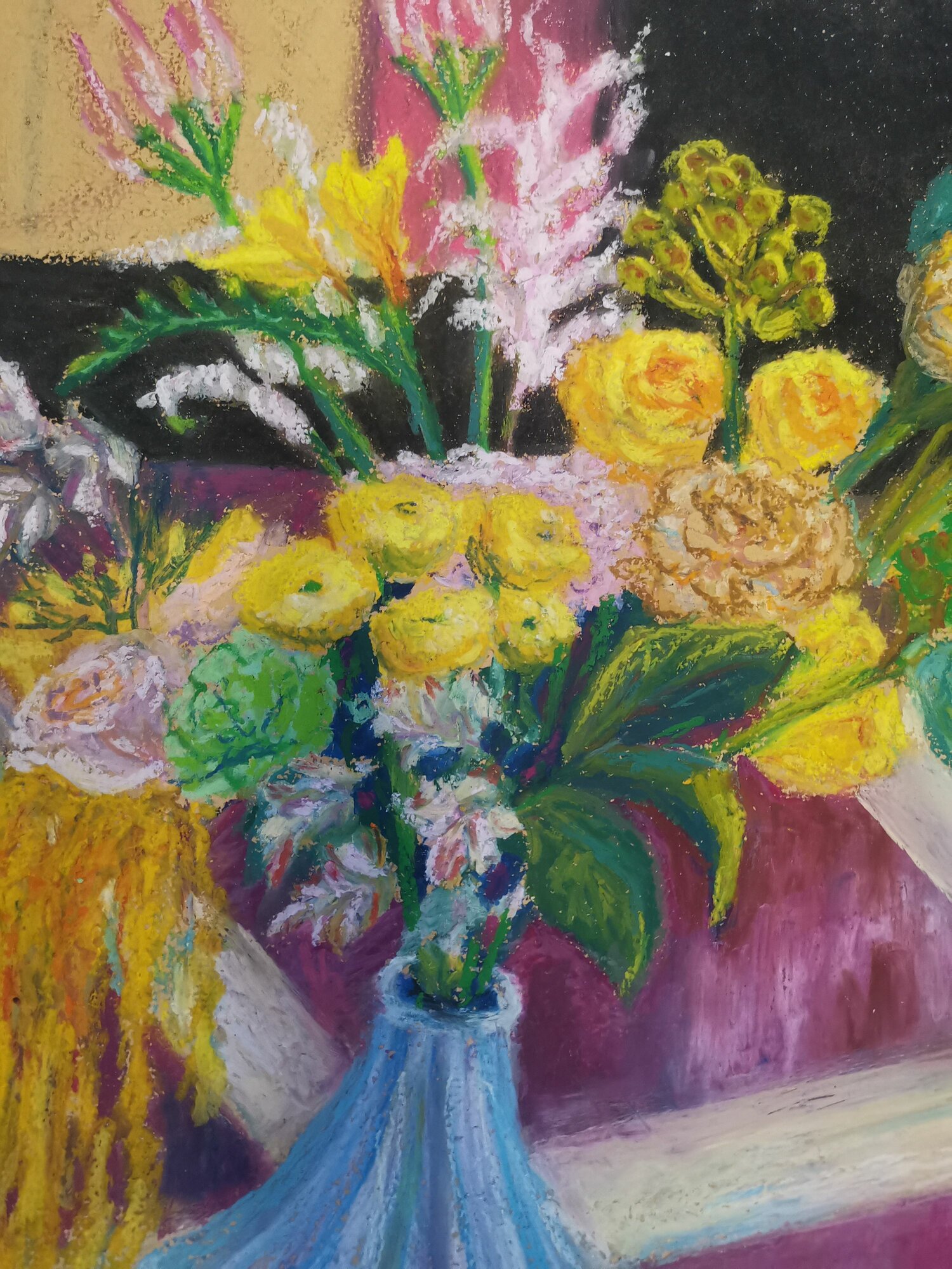 Картина "Букет цветов" БрусникаАрт, пастель, на бумаге, 42 x 29,7см