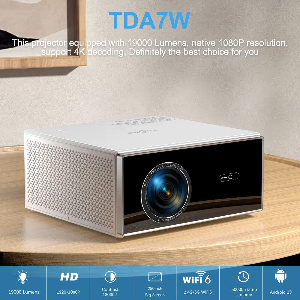 Проектор Thundeal TDA7W, Android, 1080p, с Wi-Fi и Bluetooth