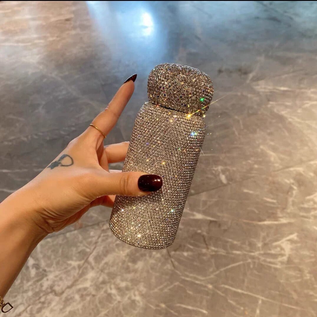 Мини-термос, легкий люкс с бриллиантовой отделкой, компактный и портативный, бутылка для воды из нержавеющей стали 304,