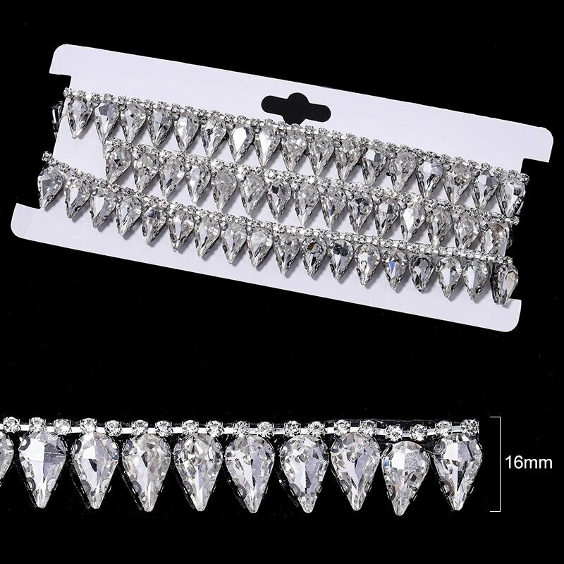 DUCRYSTAL прозрачная стеклянная лента со стразами 90 см T-285-16mm