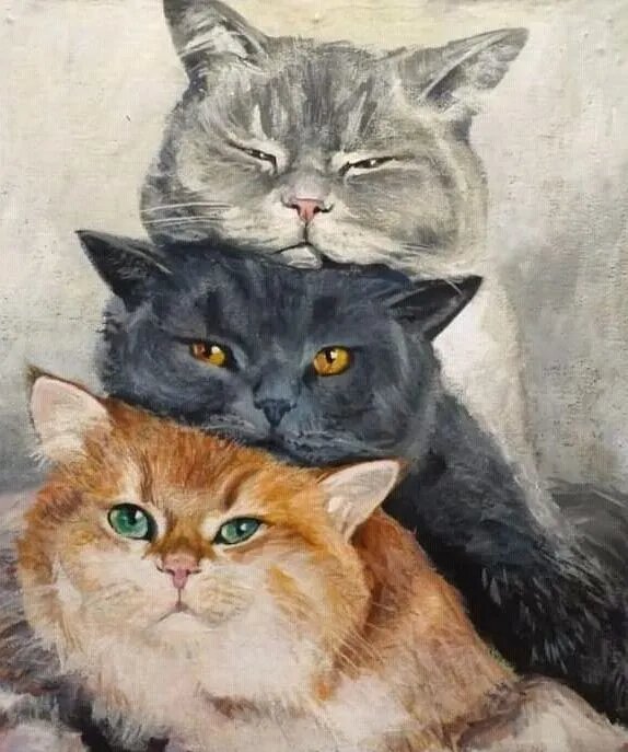 Алмазная Картина "Три Кота - Рыжий, Черный, Белый" 40х50 См Алмазная Вышивка / Картина Стразами Подарков