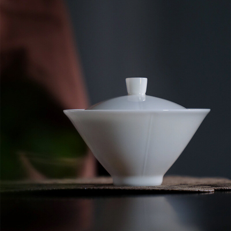 Чашка для чая Гайвань, чайная чаша Дули Гайвань, Янчжи нефритовая чаша, чайный мастер, белый чай Санцай Гайвань, Дехуа белый фарфор