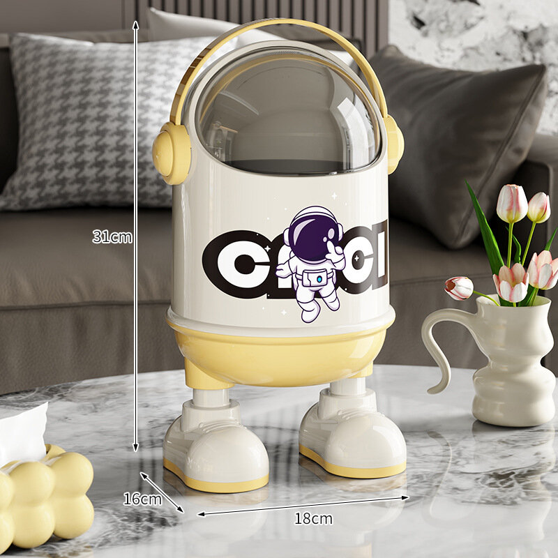 Настольная корзина для мусора в форме астронавта, офисная урна для хранения отходов, корзина для туалетной бумаги с откидной крышкой