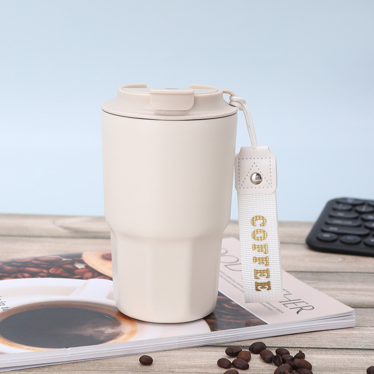 Новая высококачественная простая модная кофейная кружка из нержавеющей стали 316, вакуумная изолированная кружка с портативным ремнем для путешествий