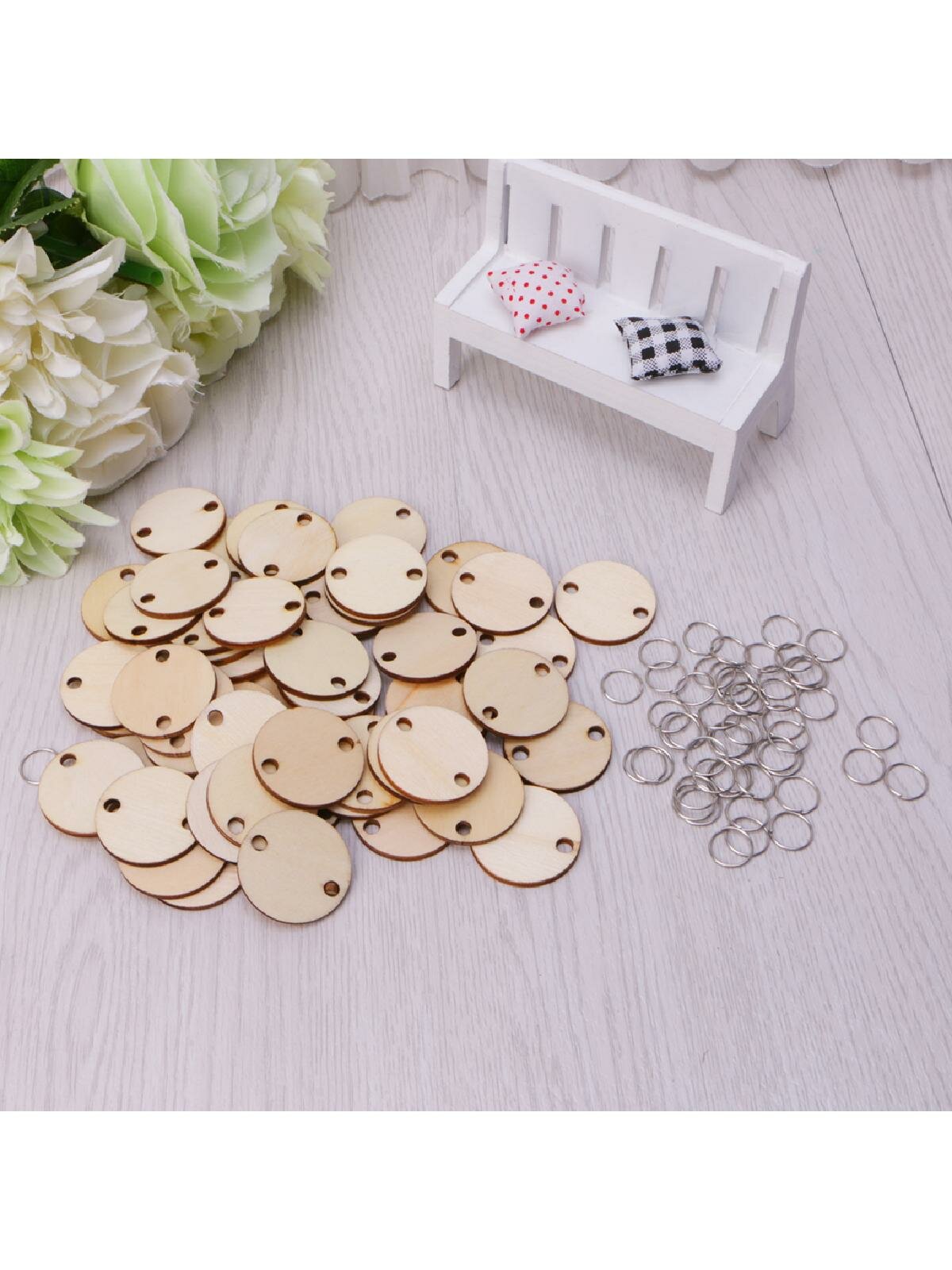 Круглая древесная щепа (50 древесных щепок + 50 ловушек из железной проволоки) JM00903