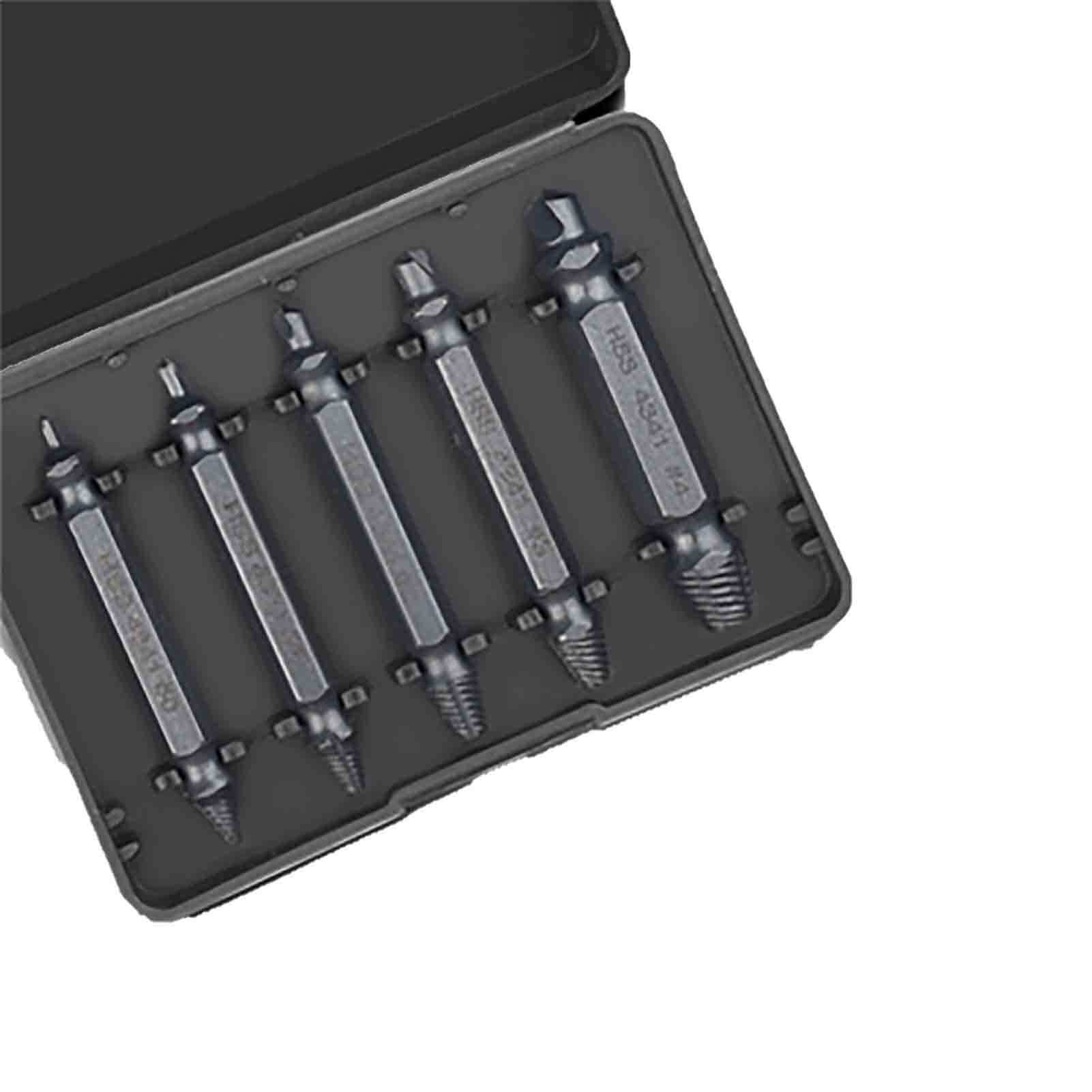 5 pcs Набор сверл Инструмент для удаления винтов с сломанной головкой Экстрактор болтов Экстрактор винтов Инструмент для снятия обгоревших винтов серебристый