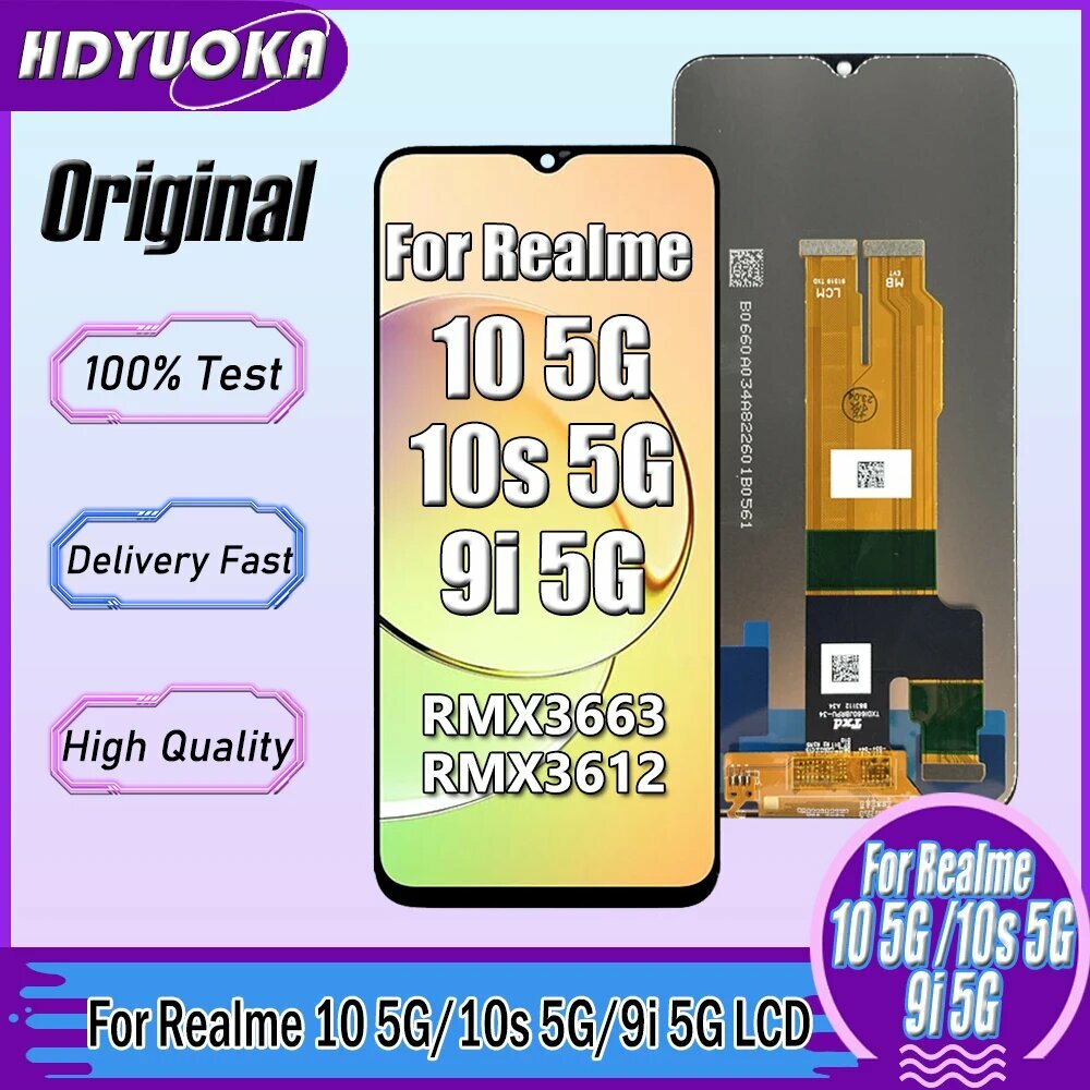 6,6 "Оригинальный ЖК-дисплей для Realme 10 5G для Realme 10s 5G Realme 9i 5G ЖК-дисплей с цифровым преобразователем сенсорного экрана в сборе, замена, ремонт