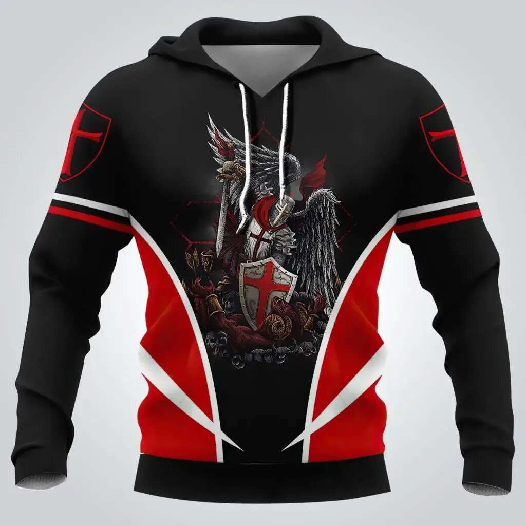 Мужская толстовка Knights Templar, черный/бордовый