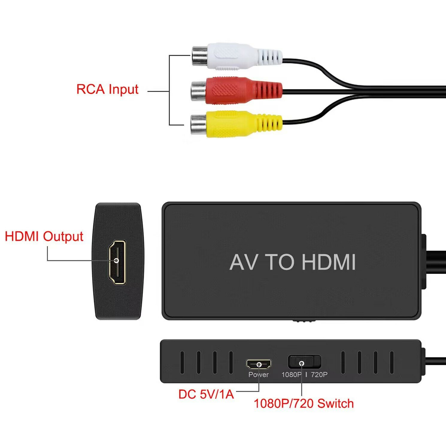 Популярный AV конвертер CVBS конвертер AV в HDMI RCA в HDMI HDMI высокого разрешения стабильный