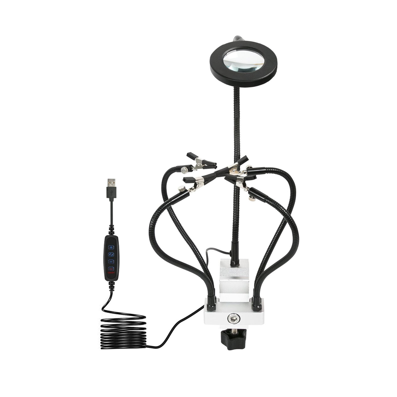 Паяльная станция Helping Hands с увеличительной лампой 3X и 4 гибкими держателями для ремонта электроники и изготовления ювелирных изделий.