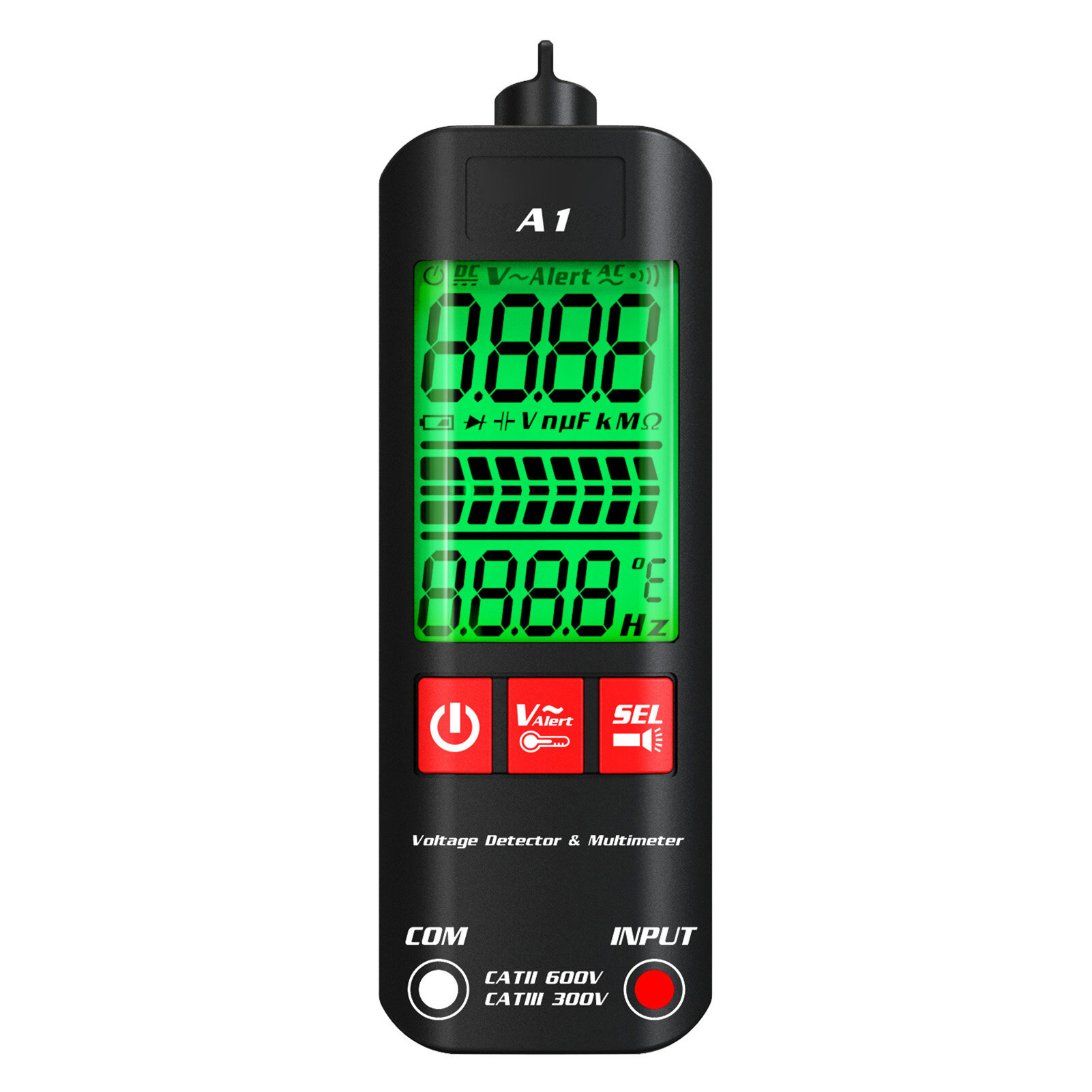 BSIDE A1 Мини-мультиметр Цифровой ЖК-тестер Детектор напряжения 2000 отсчетов Постоянное/переменное напряжение Частотное сопротивление NCV Непрерывность провода под напряжением Проверка нейтрального провода Измеритель истинного среднеквадратичного значения